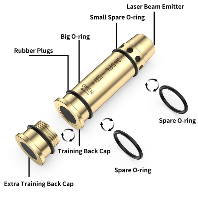 Laser Training Cartridge for .38SPL/.357mag with Built in Rubber Snap ...