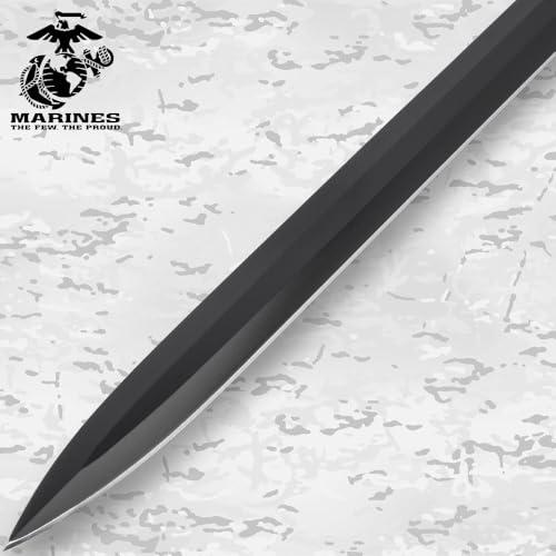 USMC Blackout Combat Double-Edged Sword with Nylon Sheath AUS-6 Non ...