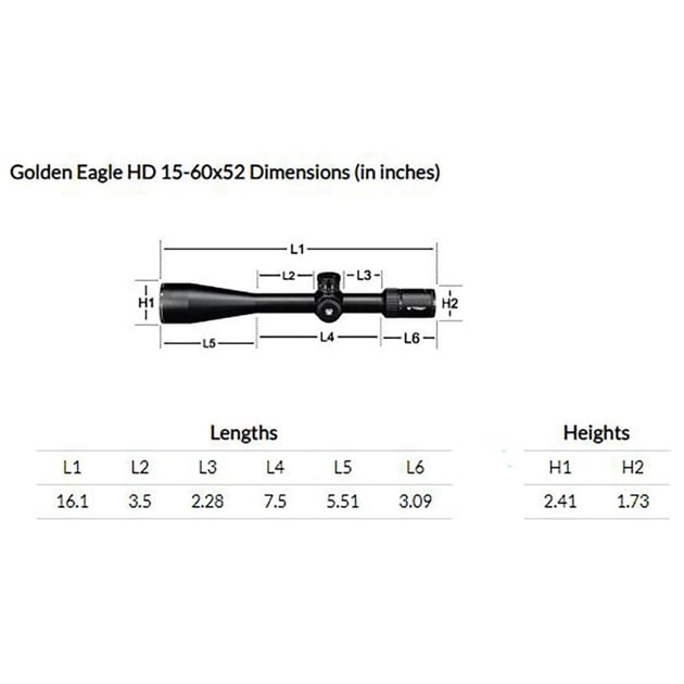 Vortex Golden Eagle HD, 15-60x52mm, SCR-1 MOA Reticle, Rifle Scope ...