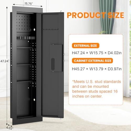 47.24" Wall Safe Between the Studs, Hidden Safe with Removable Pegboard ...