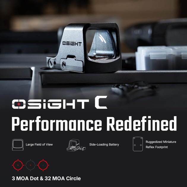 Osight C Micro Red Dot Sight, 3 MOA Dot & 32 MOA Circle Reticle, 407c ...