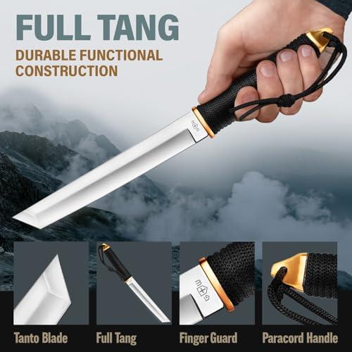 Tanto Knife with Sheath 5.9" Fixed Full Tang Mirror Polished Blade ...