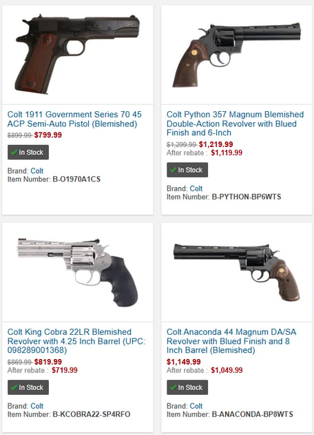 Colt Blemished Guns For Sale @ Sportsman's Outdoor Superstore (Free S/H ...