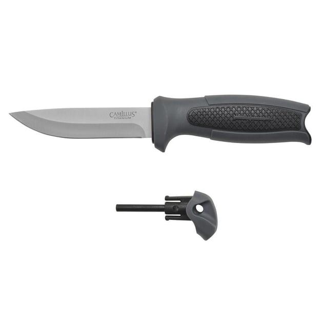 Camillus Felix Fixed Blade Drop Point Knife and Fire Starter, Black ...