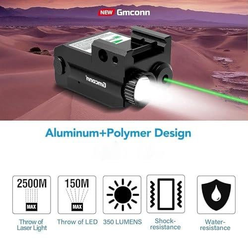 Gmconn Tactical Flashlight Green Laser Combo 350 Lumens Rechargeable ...