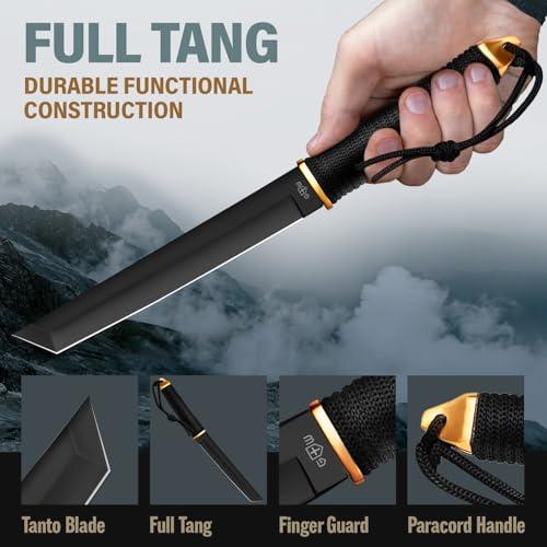 Tanto Knife with Sheath 5.9" Fixed Full Tang Mirror Polished Blade with ...