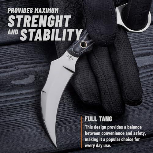 6.7'' Tactical Knife with Sheath - Micarta Handle - 3.15'' Fixed Mirror ...