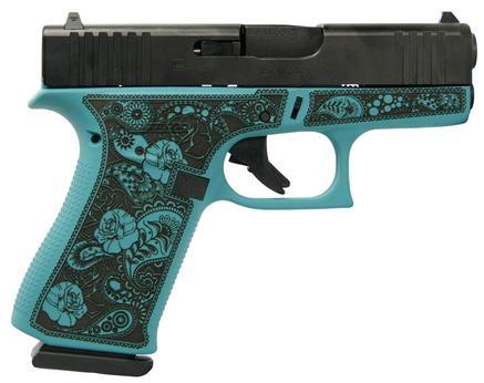 Glock 43X 9mm Luger 2-10 rd Mags Custom Tiffany Blue Frame Engraved ...